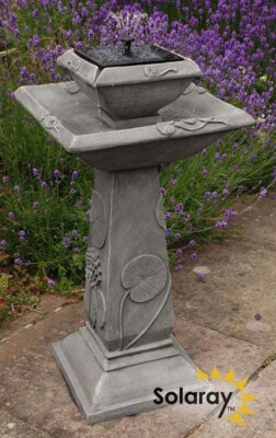 Primrose Spring Lily Bird Bath Water Feature with Lights Solar Powered ...