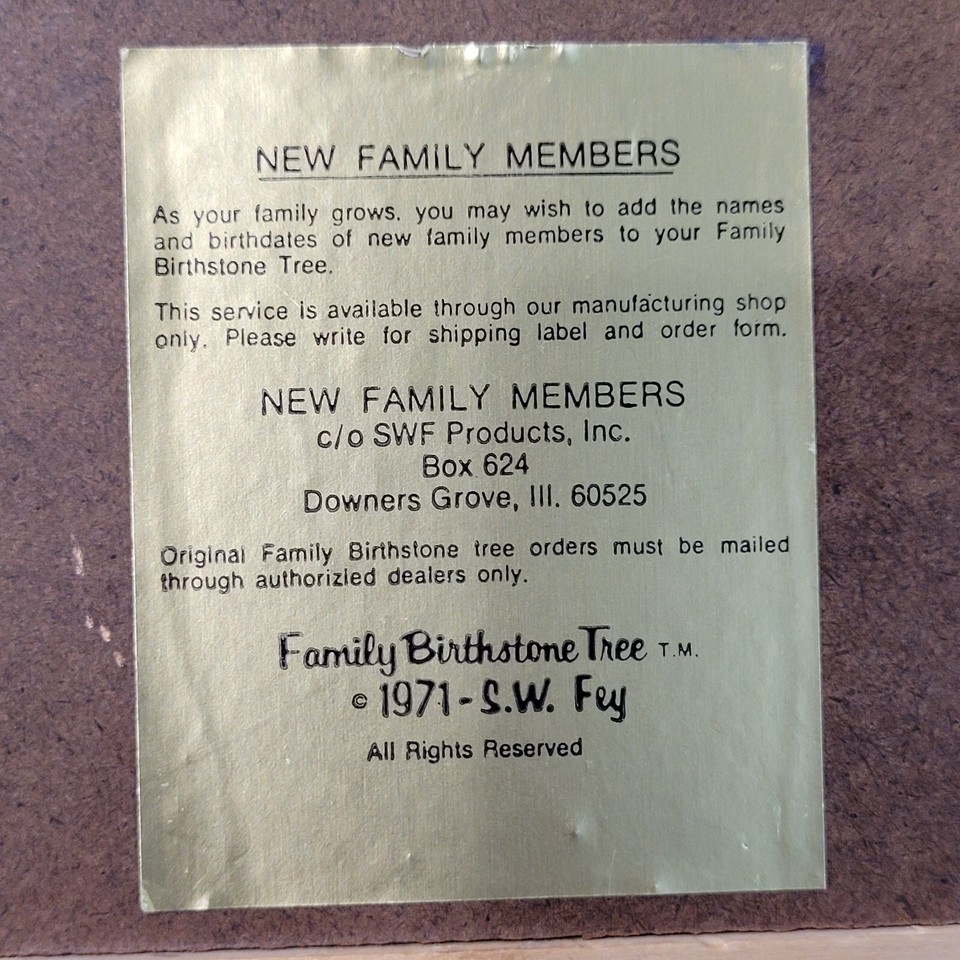 Birthstone Tree Bronze Plaque with engraved names and birthdays The ...