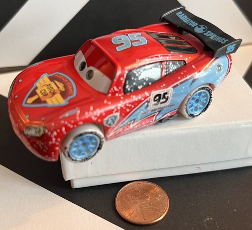 RARE Disney Pixar Movie Cars Diecast Lightning McQueen Ice Snow Racer C ...