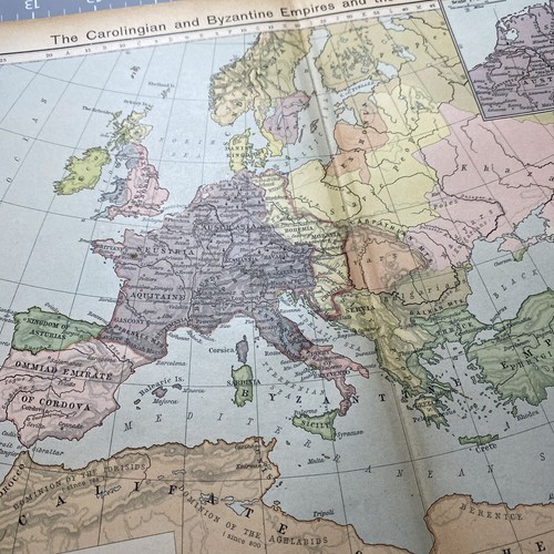 Year 814 Carolingian Byzantine Empire Califate 1920's ATQ Map Folded ...