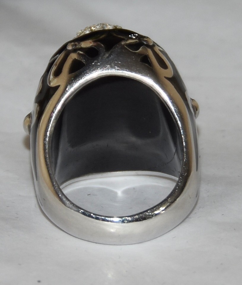 VTG EDFORCE Stainless Steel Enamel Cubic Zirconia Flower Ring 19.5 ...