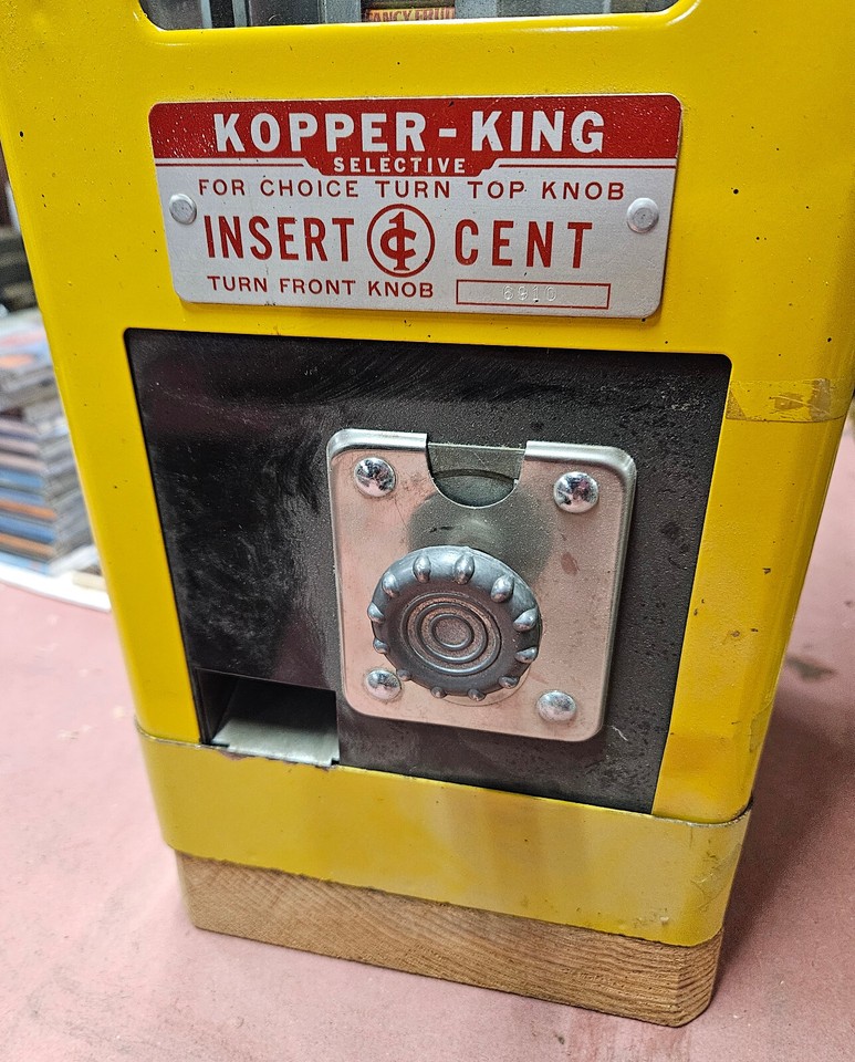 Vintage Kopper King 1 cent tab gum machine vendor, vending machine ...