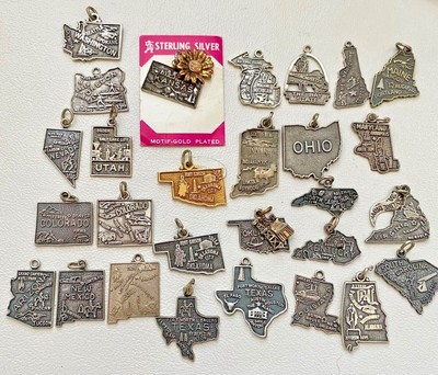 Vintage Sterling Silver US Map Charms CHOICE | eBay