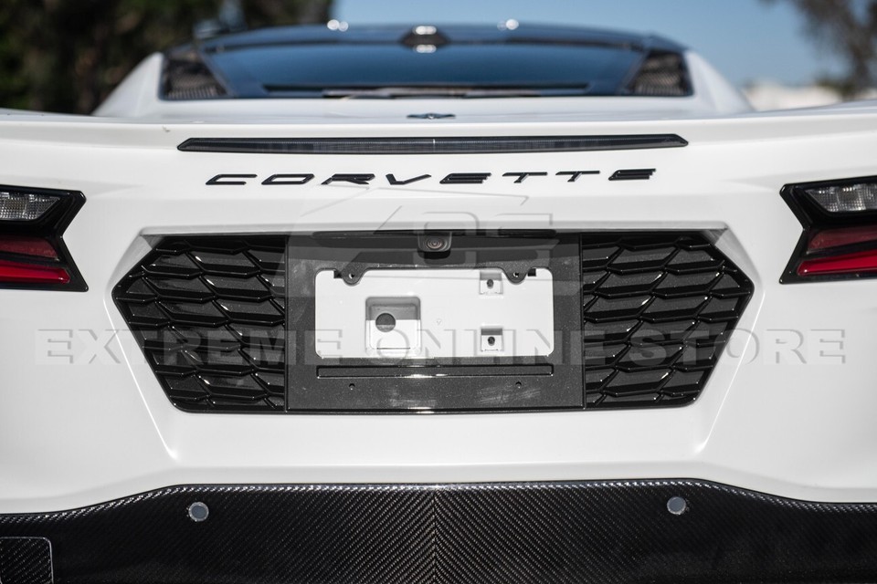 For 20-Up Corvette C8 Base Painted CARBON FLASH Rear License Frame Trim ...