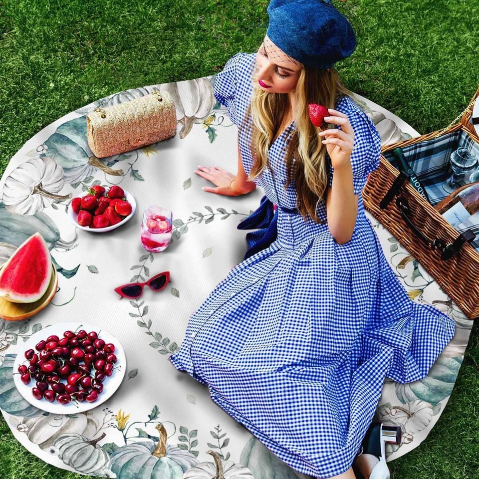 Fall Thanksgiving Round Tablecloth 60 inch Farmhouse Pumpkin Waterproof ...