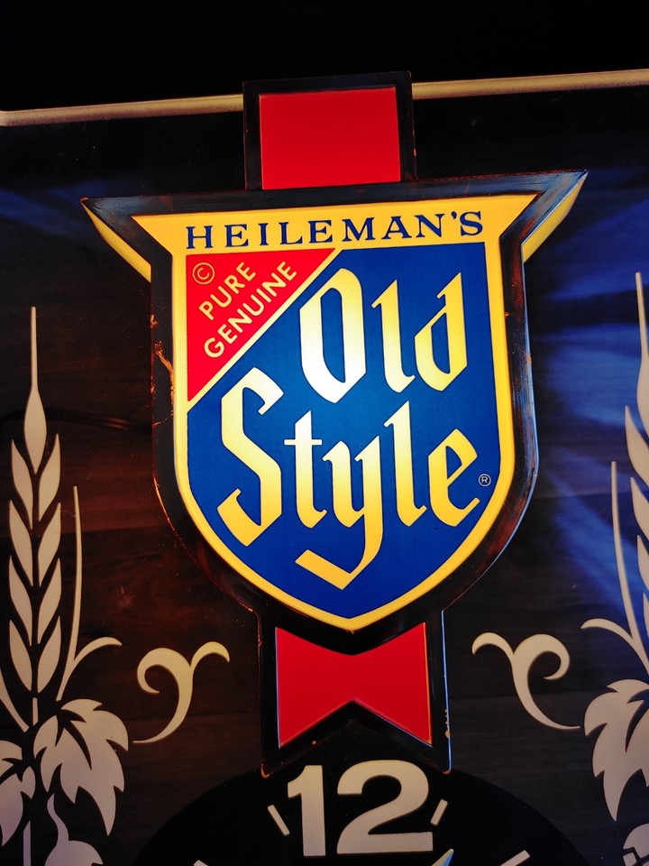 1982 Old Style Beer Light Up Clock Vintage Sign Game Room Man Cave Bar ...