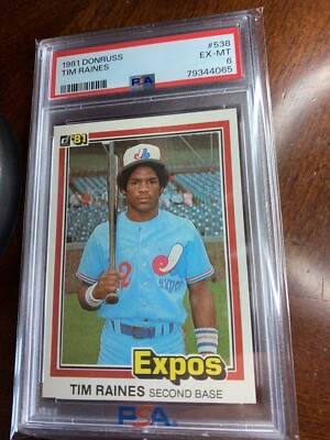1981 Donruss #538 Tim Raines ROOKIE PSA 6 EX-MT | eBay