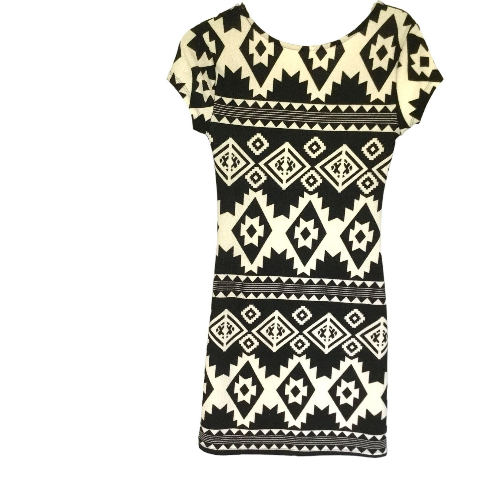 No Boundaries Junior Bodycon Aztec Print Dress Black … - Gem