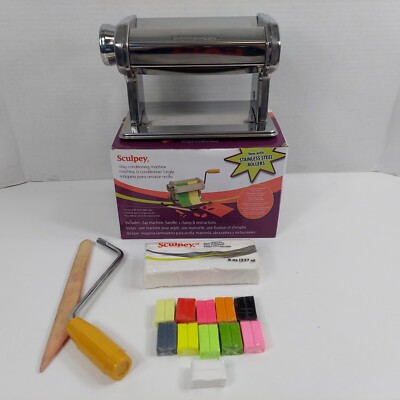 Sculpey Oven Bake Clay Conditioning Machine Stainless Rollers +12oz ...