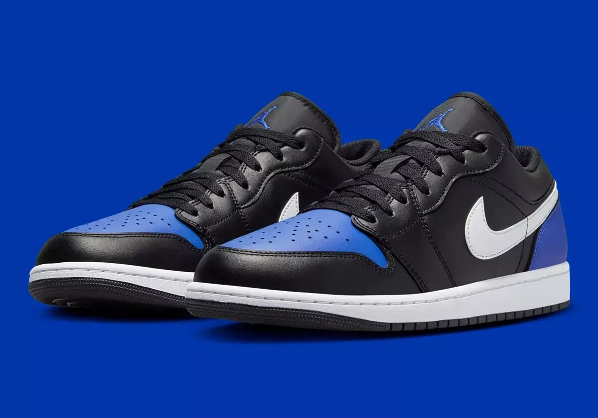 NIKE Air Jordan 1 Low Black Royal Toe 553558 042 MEN'S SIZE 9 FAST ...