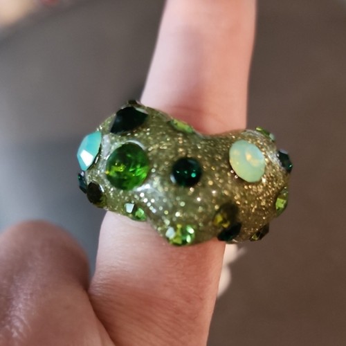 Urban Outfitters Green Statement Ring with Crystals | eBay