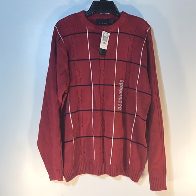 Bill Blass Red W-Blu/Wht Stripes Sweater Mens Size XL New | eBay