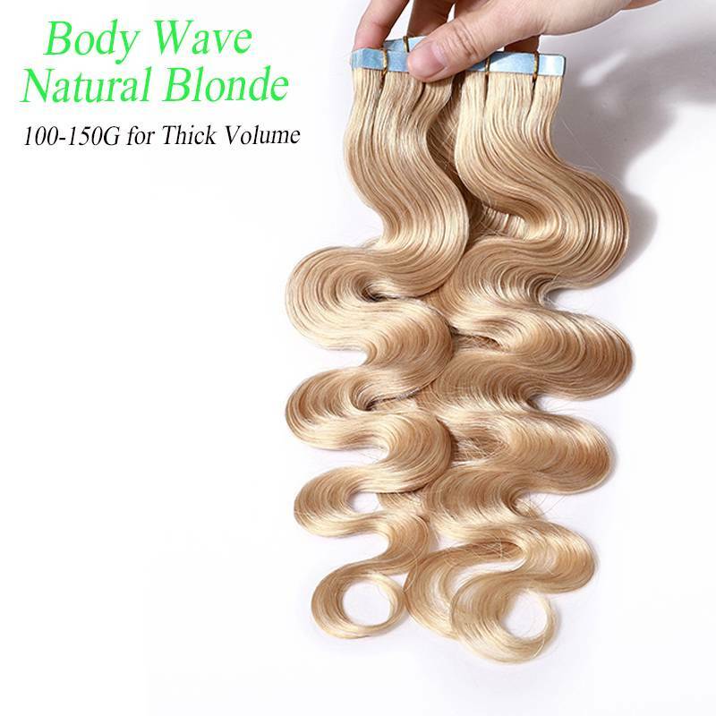 Invisible Body Wave Tape In Remy Human Hair Extensions Skin Weft THICK ...