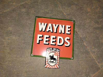 Porcelain Wayne Feeds Enamel Sign Size 8.5" x 7" Inches | eBay