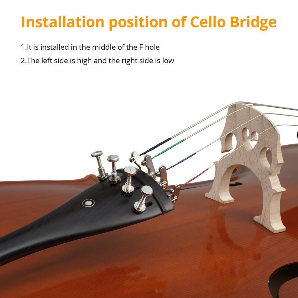 4/4 Spruce Panel Cello Tiger Pattern Process with Bag Bow Rosin Bridge Strings | eBay