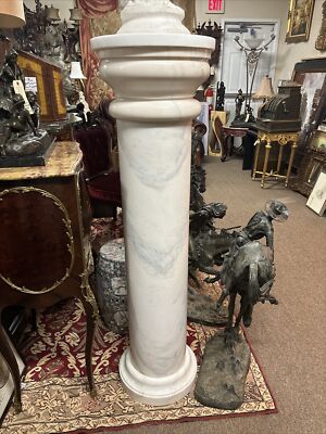 White Solid Marble Greek Roman Column Pedestal 54 3/4” Tall | eBay