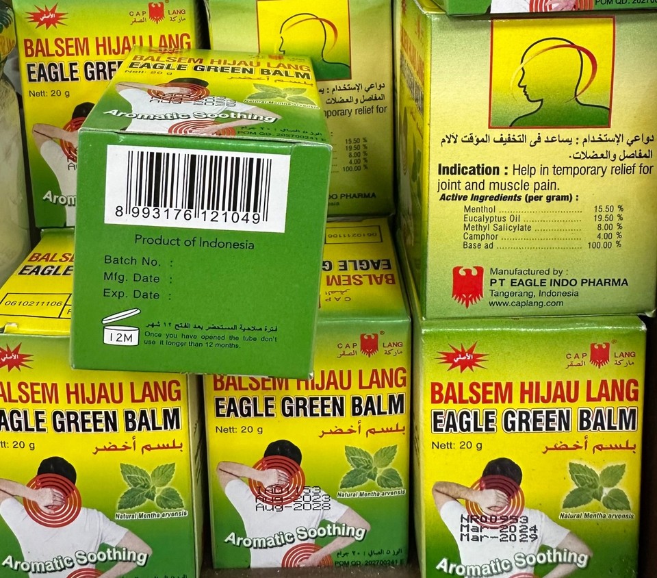 Eagle Brand Green Balm Balsem Cap Lang-Aromatic-Pain Relief Analgesia ...