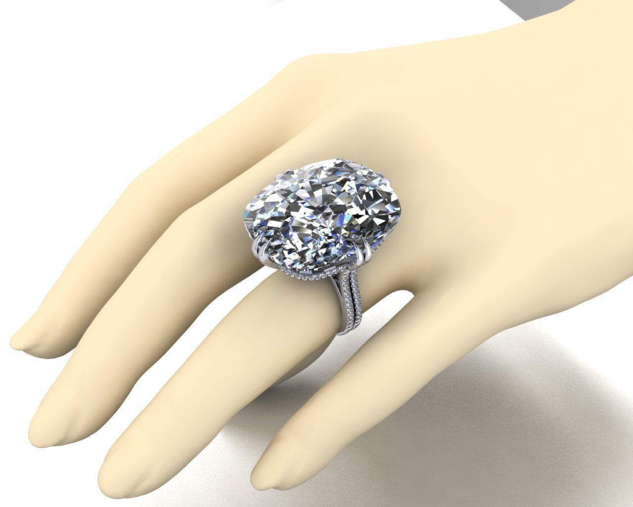 100ct Cocktail Party Ring 925 Sterling Silver Beautiful White Cushion ...