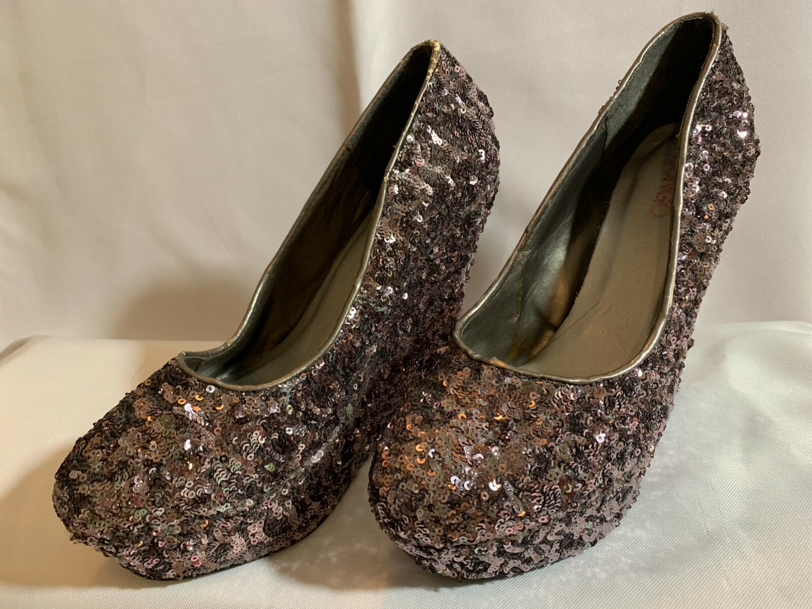 Womens Bongo Rockstar Sequin Platform Shoes 5" tall /… - Gem