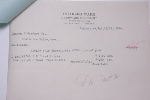 1929 Lamson Goodnow Charles Wark Hardware Merchant Valparaiso IN ...