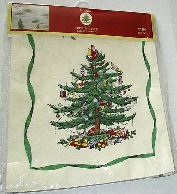 SPODE CHRISTMAS TREE TABLE RUNNER 13" X 72" | eBay