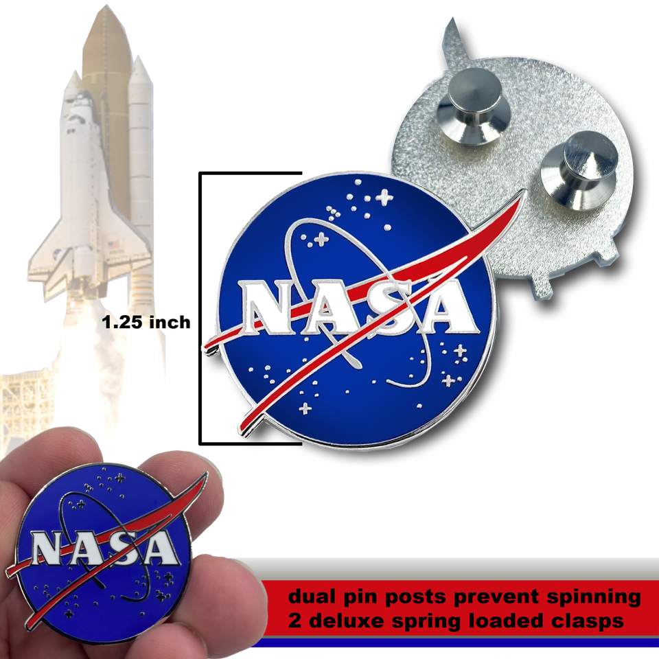 CC-008 NASA Pin with dual pin posts and deluxe pin clasps | eBay