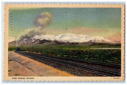 1951 Ruby Range Train Railroad Mountain Scene Wells Nevada NV Vintage Postcard | eBay