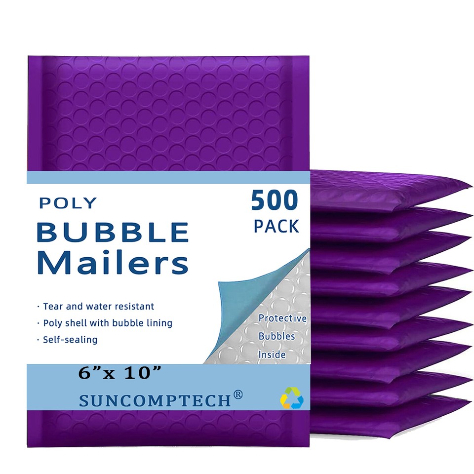 #0 6x10 (6x9) Poly Bubble Mailers Padded Envelope Shipping Bag Purple 5 ...