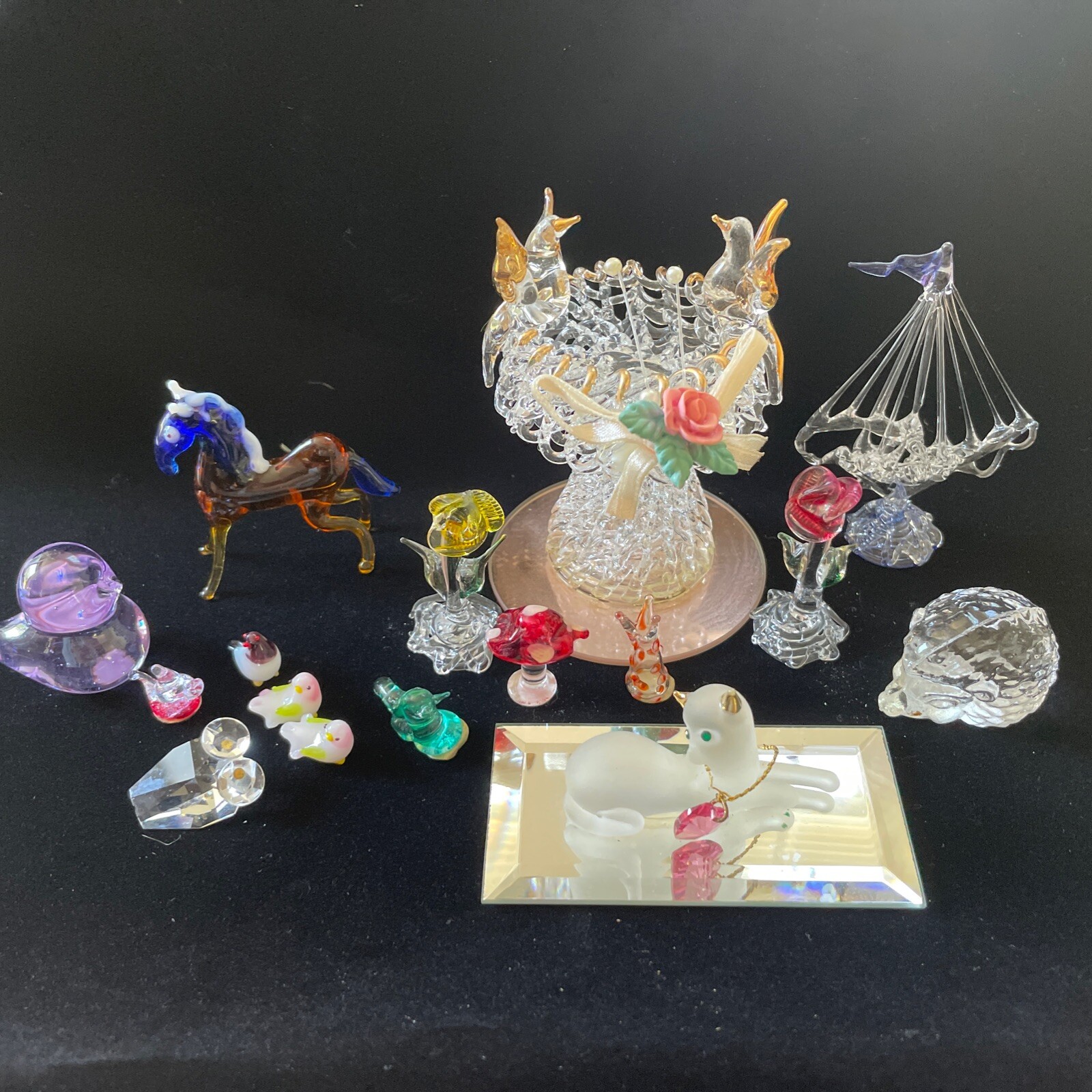Vintage Lot 16 Assorted Miniature Hand Blown Colored Glass Figurines | eBay