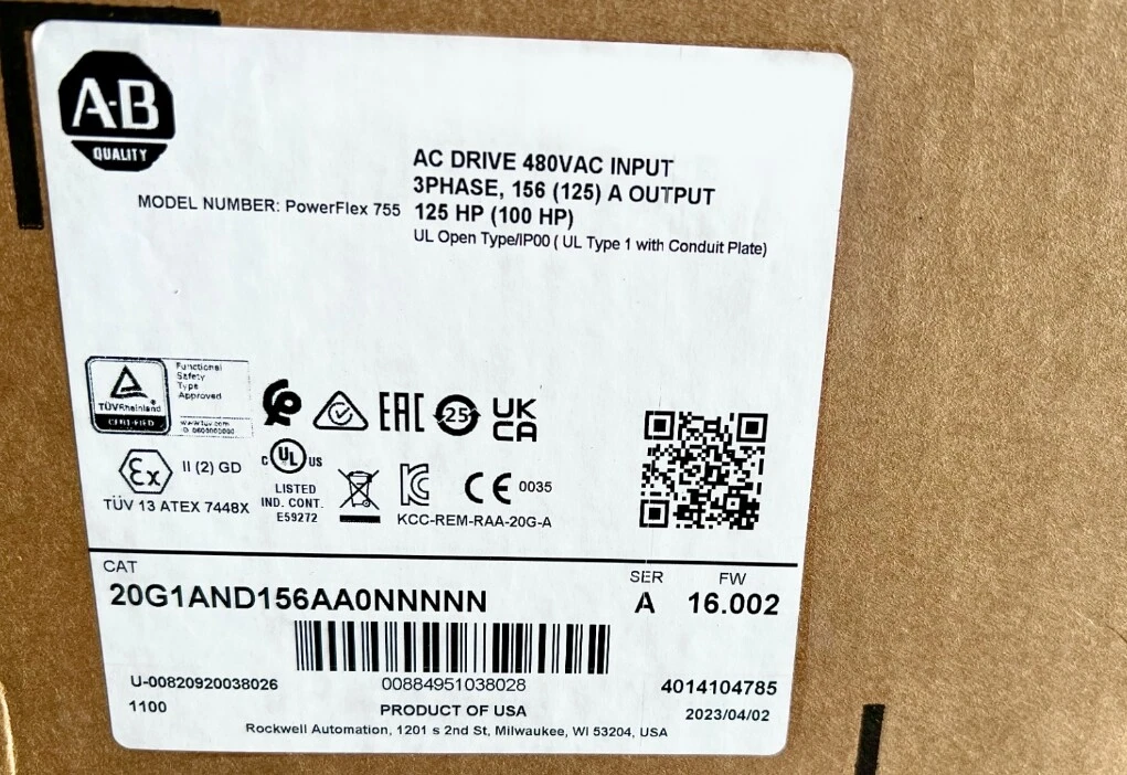 Allen Bradley 20G1AND156AA0NNNNN PowerFlex 755 AC Drive 125HP 156A | eBay