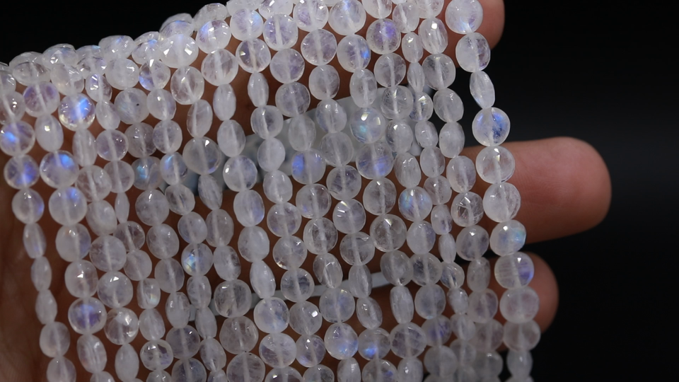 Natural Gem Rainbow Moonstone Multiple Size Blue Fire Faceted Coin ...