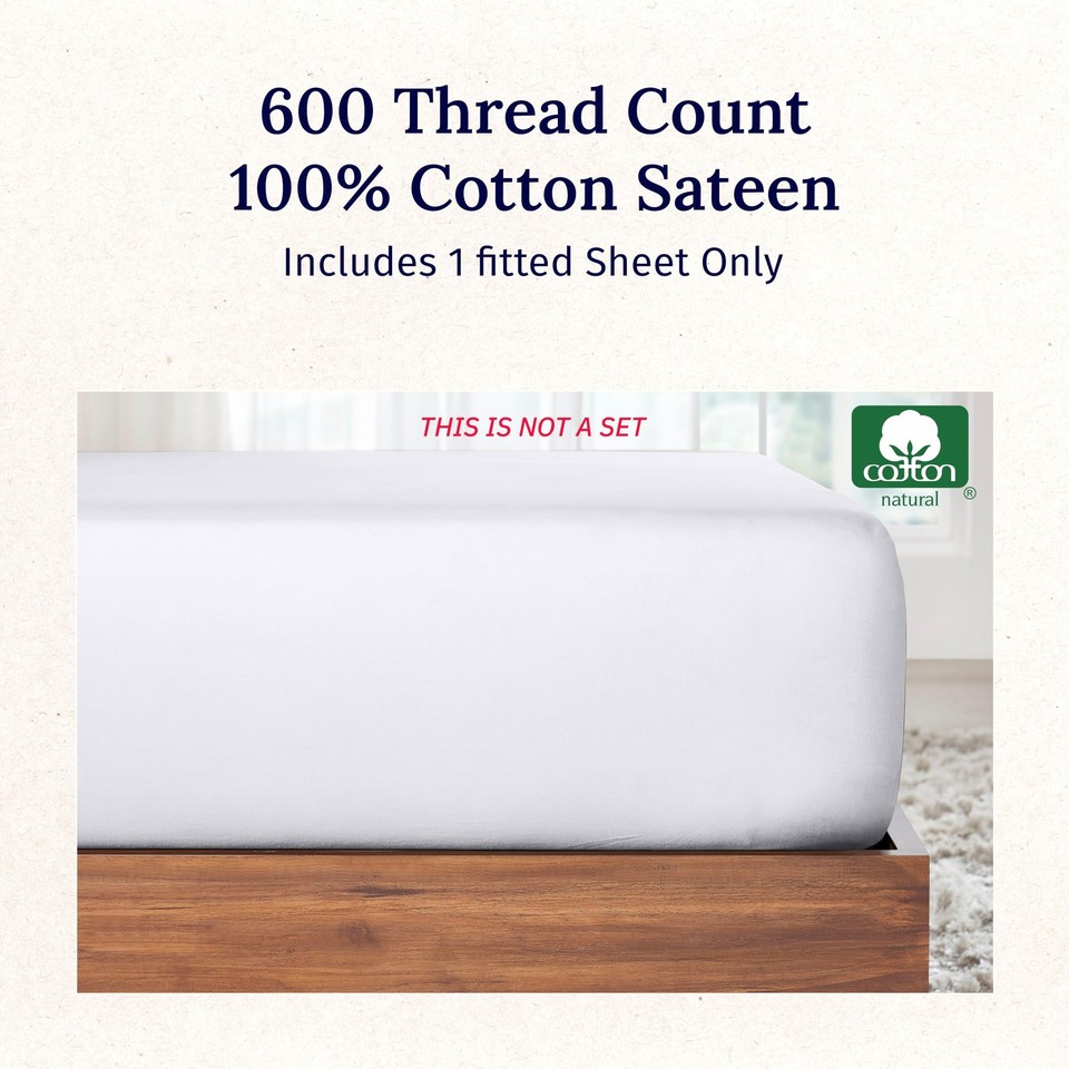 California Design Den Luxuriously Soft Twin Fitted Sheet Only - 600 ...