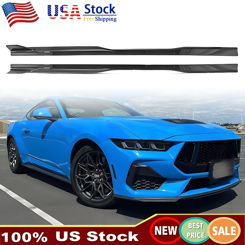 GT500 Style GLOSSY BLACK Add-On Side Skirts Extension For Ford Mustang ...