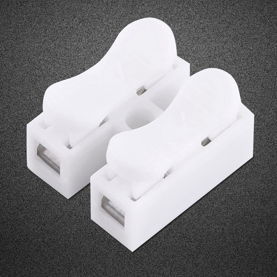Bulk 100 White 2 Pin 5A Push Wire Connectors for Easy Wiring and ...