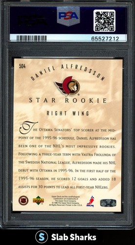 1995 UPPER DECK #504 DANIEL ALFREDSSON STAR ROOKIES RC GEM MINT PSA 10 ...
