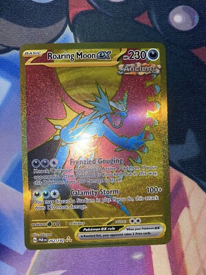Pokemon TCG PARADOX RIFT Full Art Gold Roaring Moon EX 262/182 Secret ...