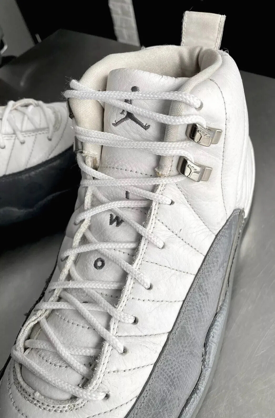 AIR JORDAN 12 XII RETRO SNEAKERS WHITE/FLINT-GREY MENS SIZE 10 [136001 ...