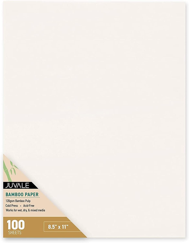 100-Pack Cold Press Bamboo Paper Sheets for Mixed Media, Drawing ...