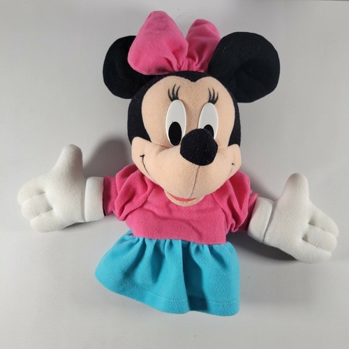 Minnie Mouse Hand Puppet Plush Size 11" Tall Pink and Blue Pink Bow on ...