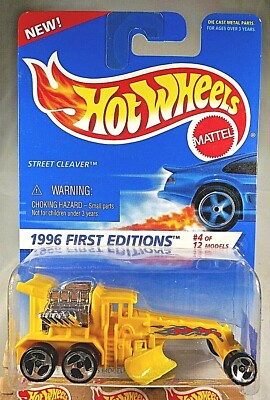 1996 Hot Wheels #373 First Editions STREET CLEAVER Yellow w/Flames w ...