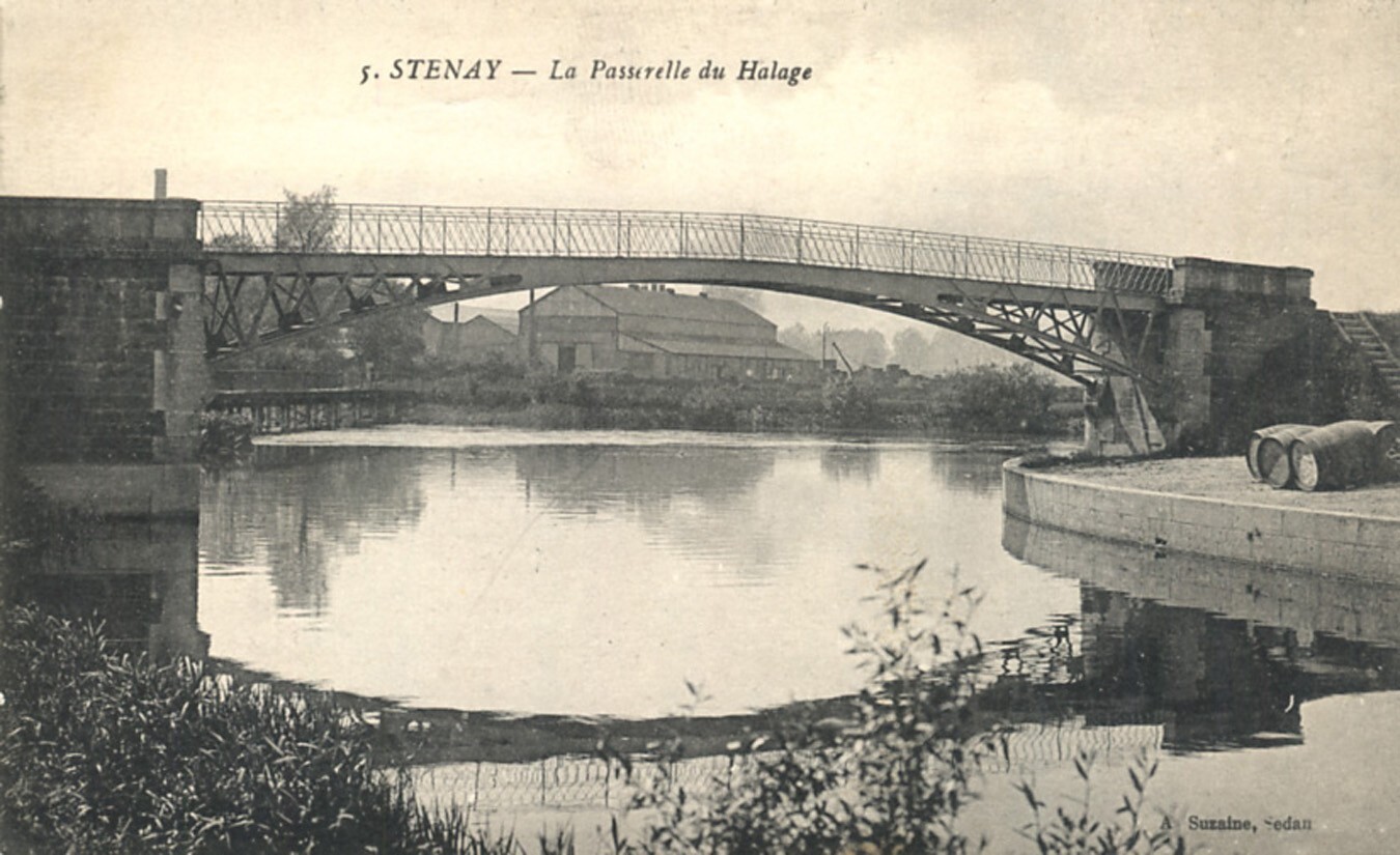 La Passerelle du Halage Footbridge Stenay France c1913 Postcard | eBay