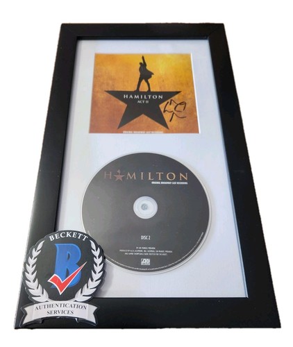 LIN MANUEL MIRANDA SIGNED HAMILTON CD FRAMED BROADWAY LEGEND ACT 2 BAS ...