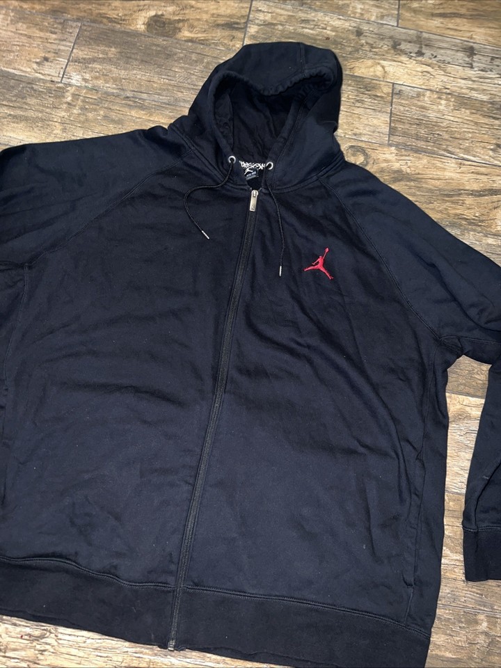 VTG Y2K Black Air Jordan Zip Up Hoodie Red Logo Men’s Size 4XL | eBay