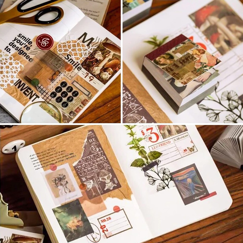 HOMICO 400Pcs Junk Journal Vintage DIY Material Paper Journaling ...