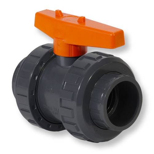 PVC Fitting Kugelhahn Absperrhahn 2-Wege Ø 50mm mit Klebemuffen PRAHER ...