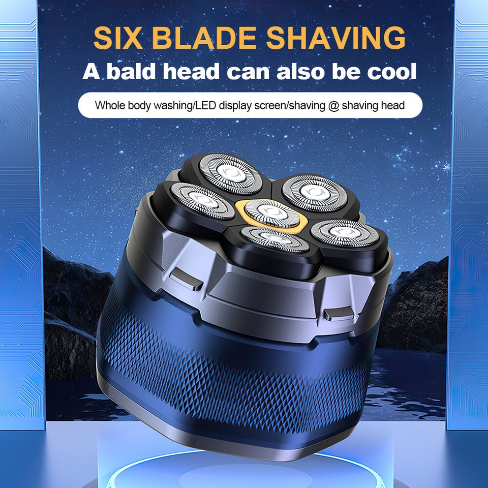 Electric Head Shaver for Bald Men 6D Magnetic Razor Wet/Dry Beard Hair ...
