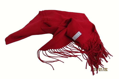 Amicale 100% Brushed Silk Hunter Red fringed warm neck scarf 64 x 20 ...