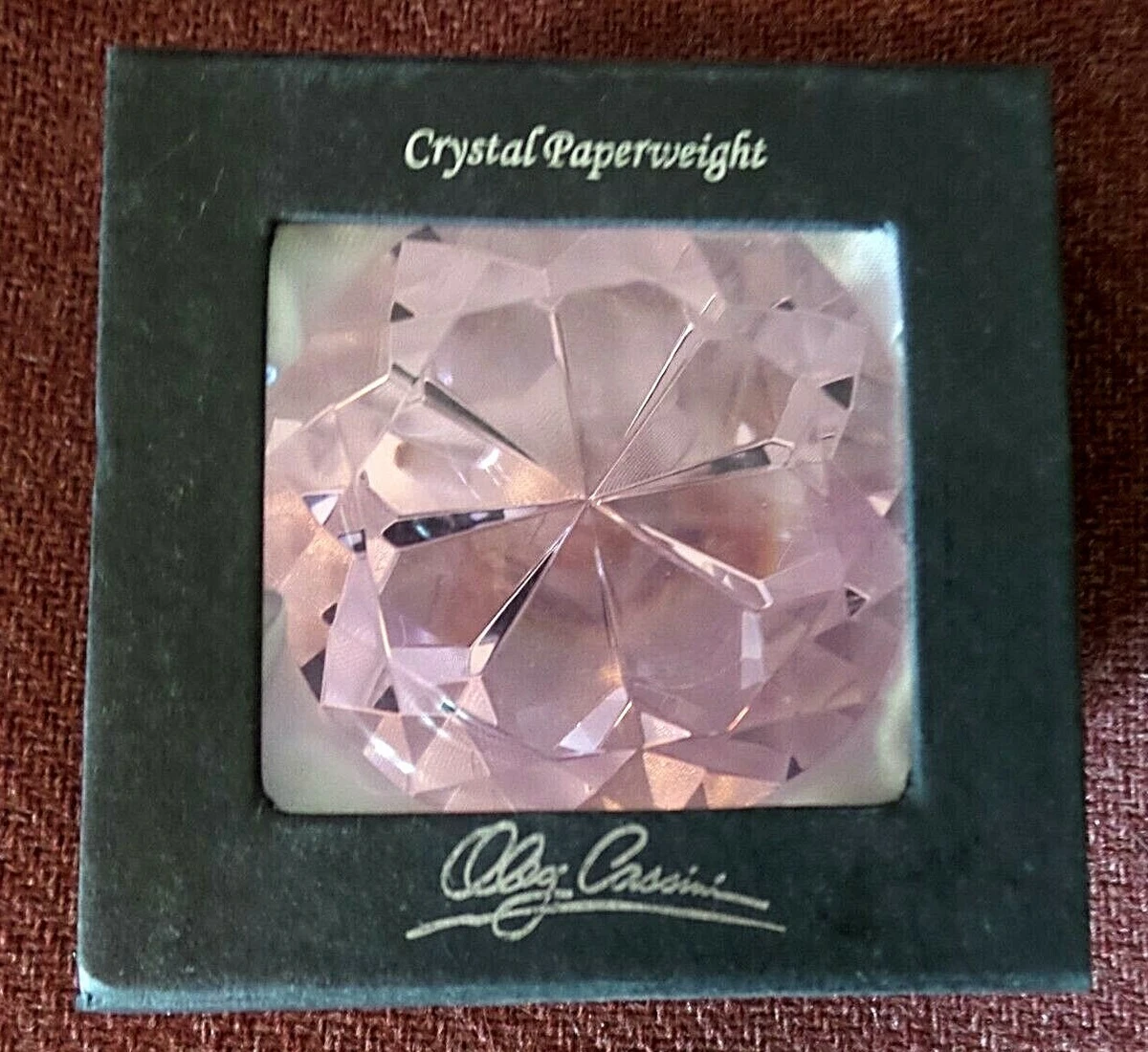 Oleg Cassini Pink Diamond Crystal Paperweight - www.eastwest.com.np