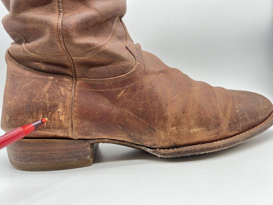 Preown TECOVAS THE EARL Roper Boot Calfskin Leather Men Sz 10 EE Scotch ...