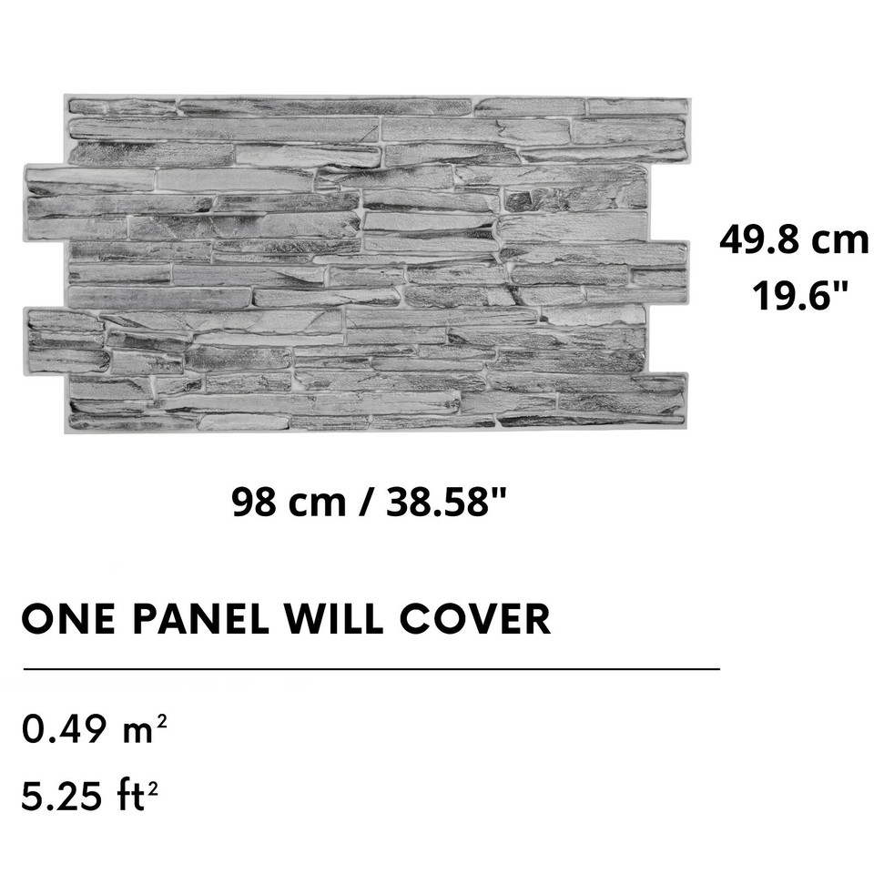 Stone Brick Effect PVC Plastic Wall Covering Panels Decorative Cladding ...